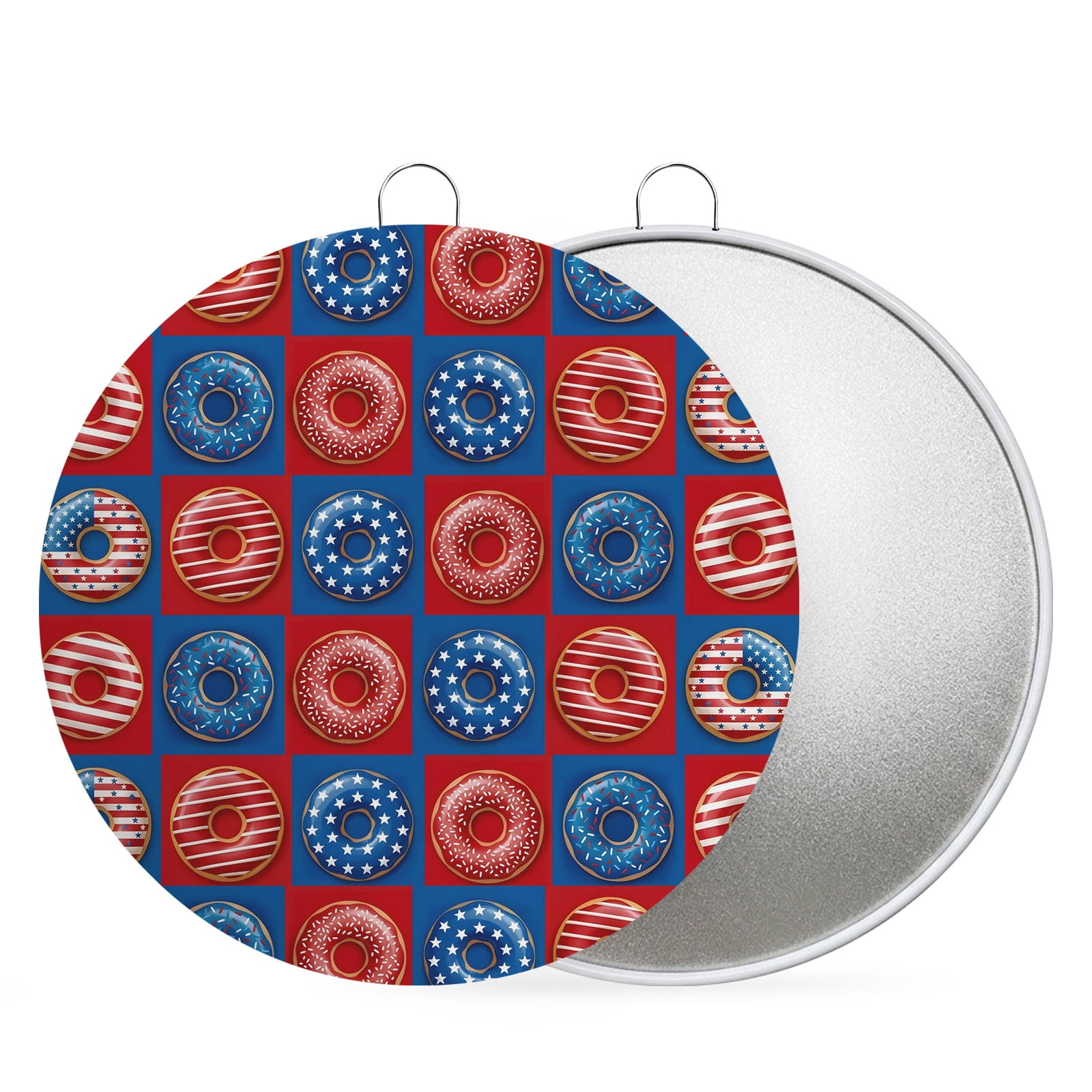 4th of July Round Metal Signs for Outside Patriotic Star Donuts Tin ...
