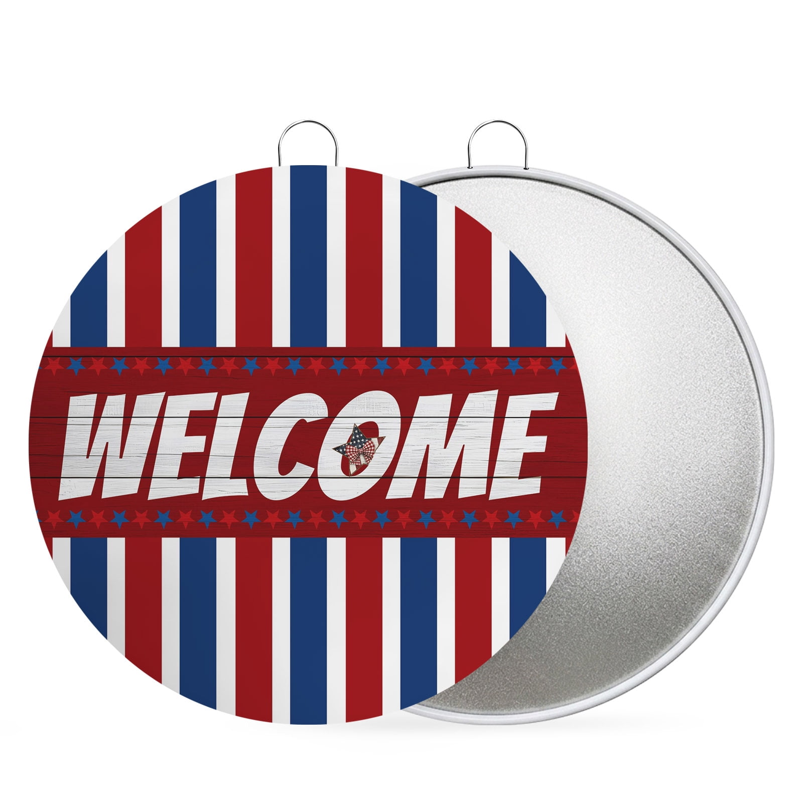 4th of July Round Metal Signs for Outside Patriotic Star Stripes Tin ...