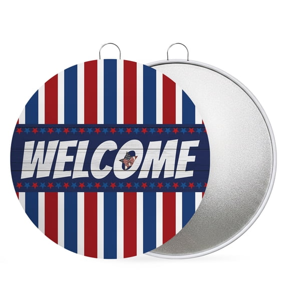 4th of July Round Metal Signs for Outside Patriotic Star Stripes Tin ...