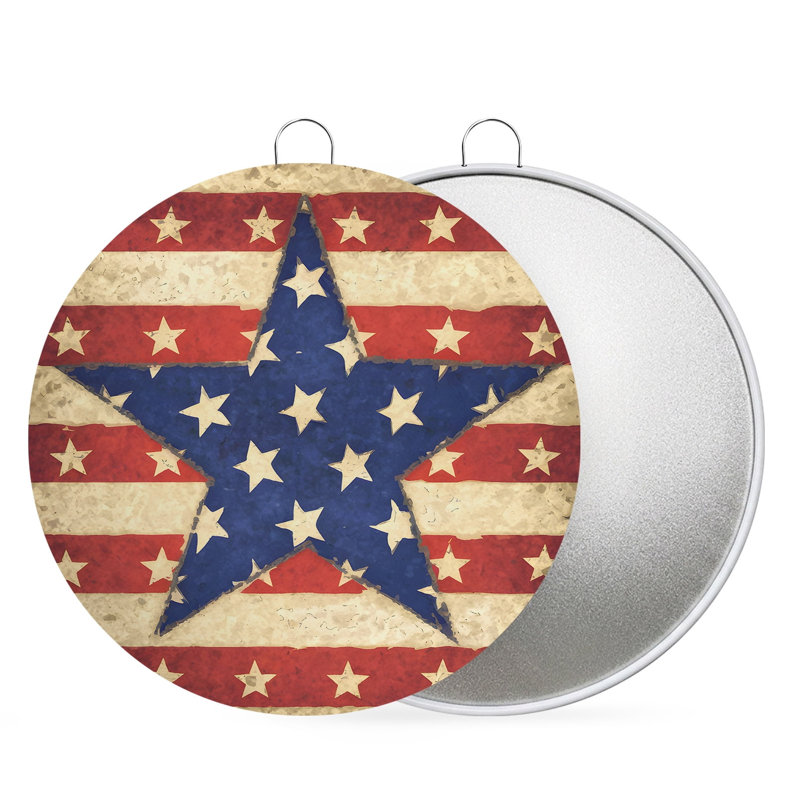4th of July Round Metal Signs for Outside Patriotic Star Tin Signs ...
