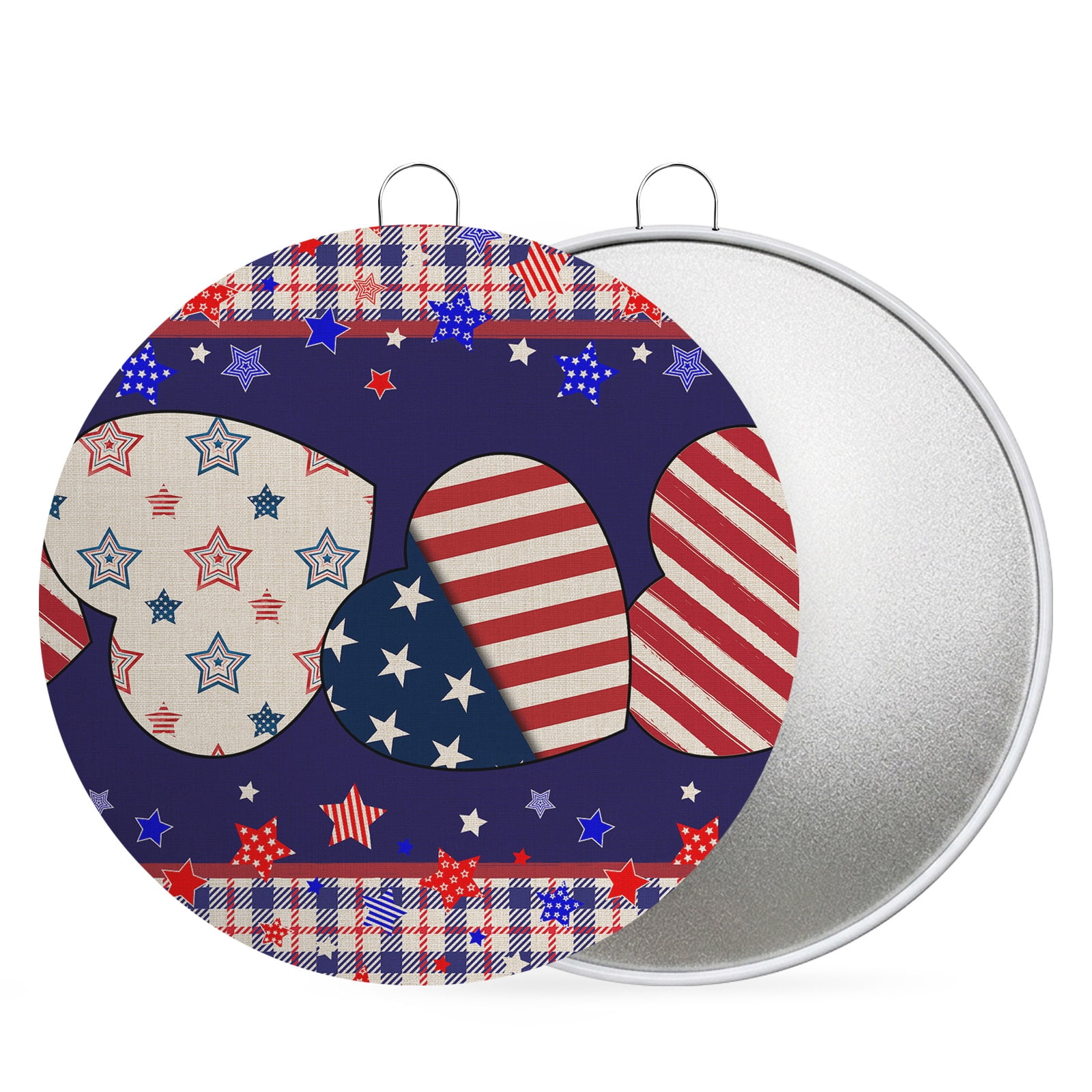 4th of July Round Metal Signs for Outside Patriotic Stars Love Heart ...