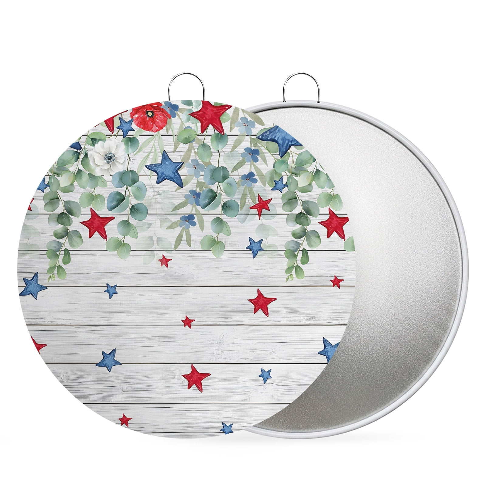 4th of July Round Metal Signs for Outside Patriotic Stars Poppy Tin ...