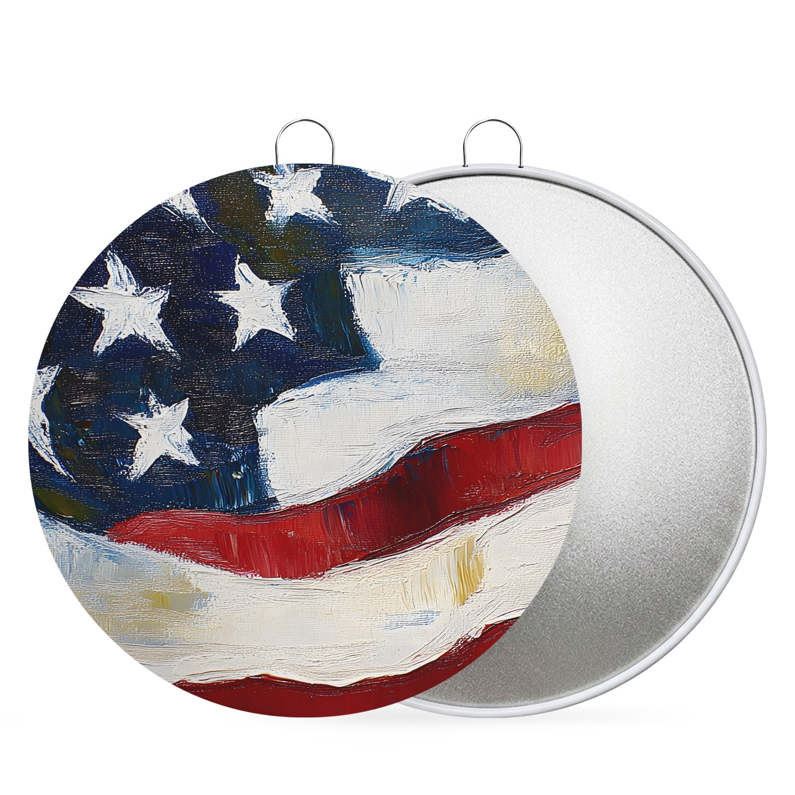 4th of July Round Metal Signs for Outside Patriotic USA Flag Tin Signs ...