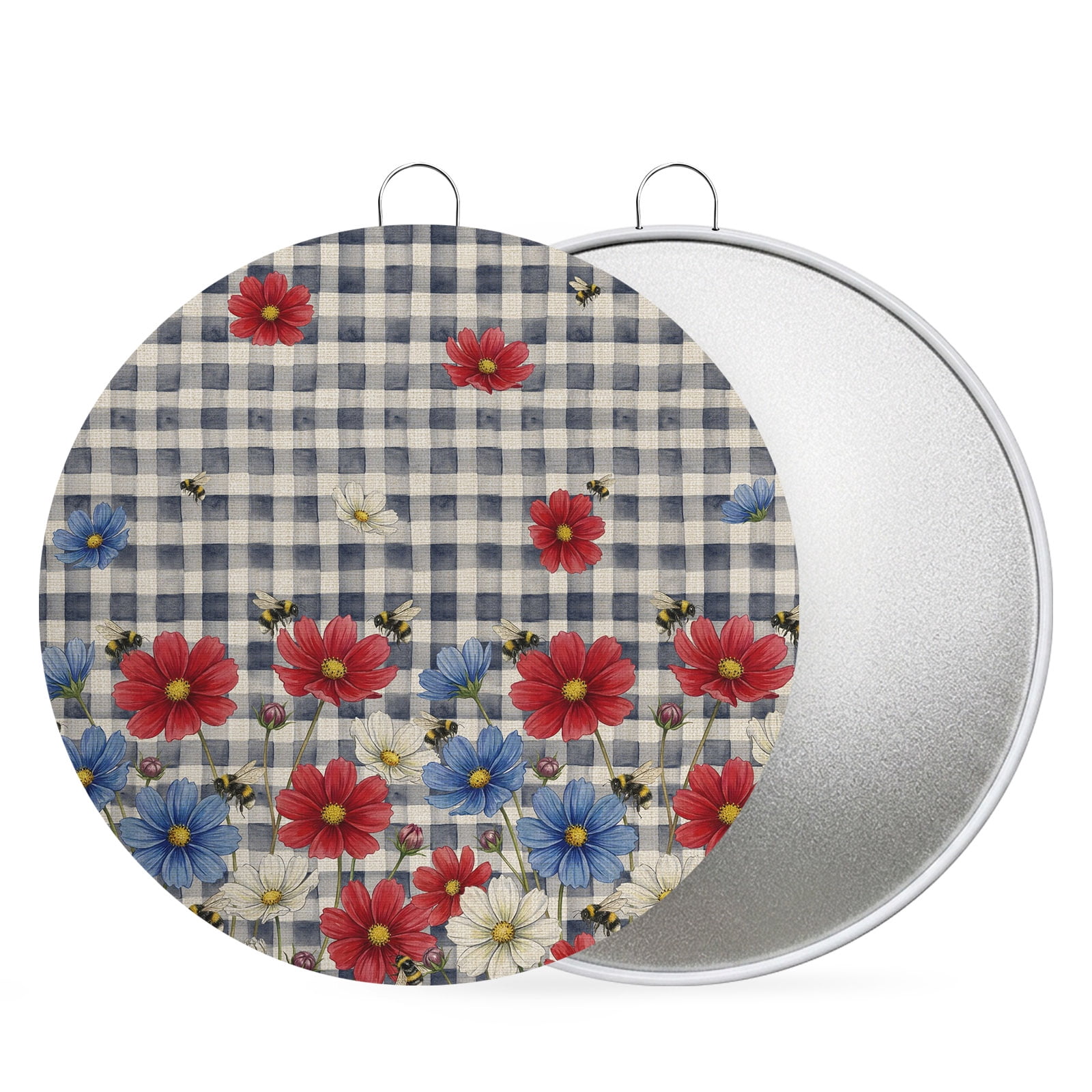 4th of July Round Metal Signs for Outside Poppy Daisy Flower Tin Signs ...