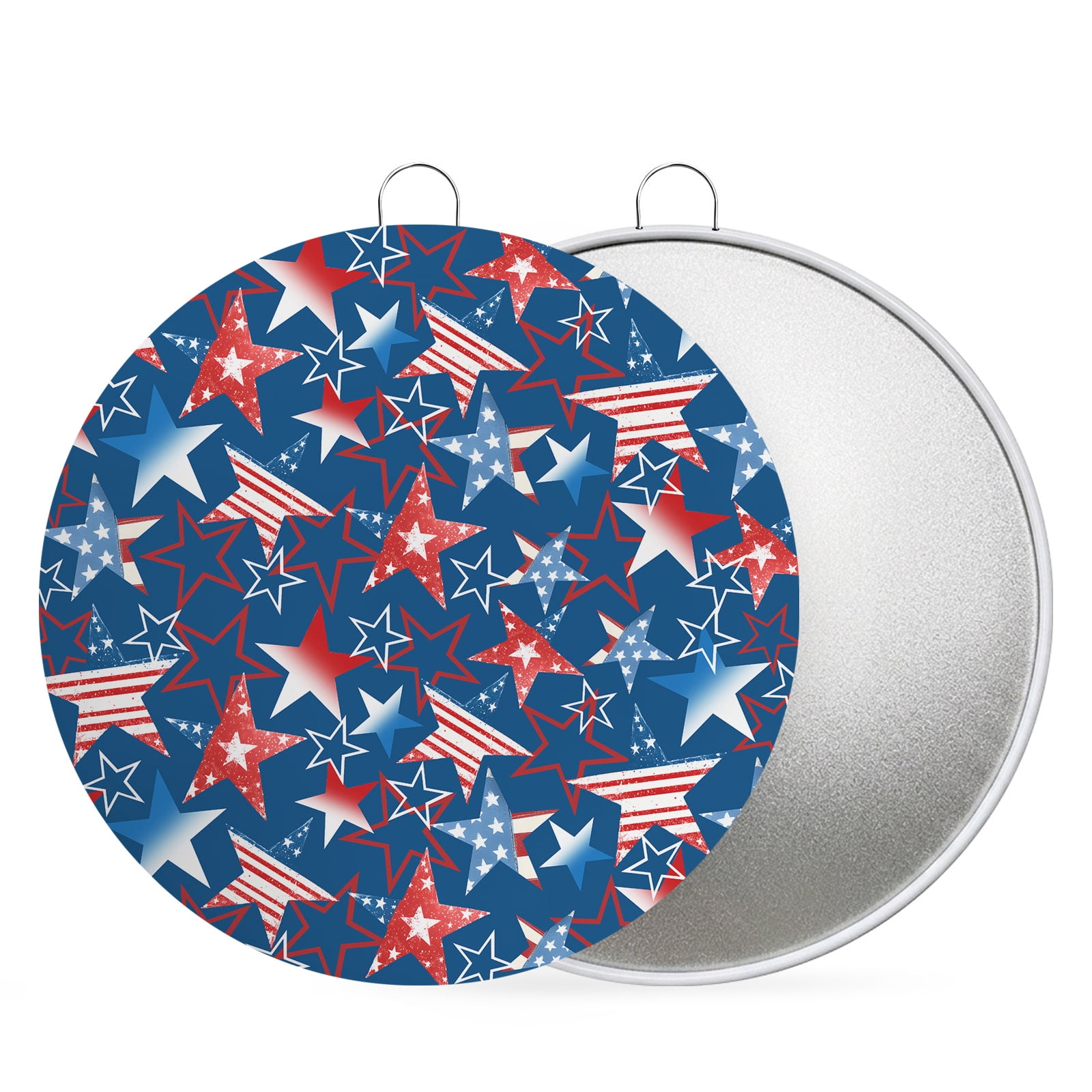 4th of July Round Metal Signs for Outside Red Blue Star Patriotic Tin ...