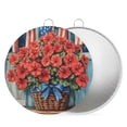 4th of July Round Metal Signs for Outside Red Poppy Bouquet Tin Signs ...