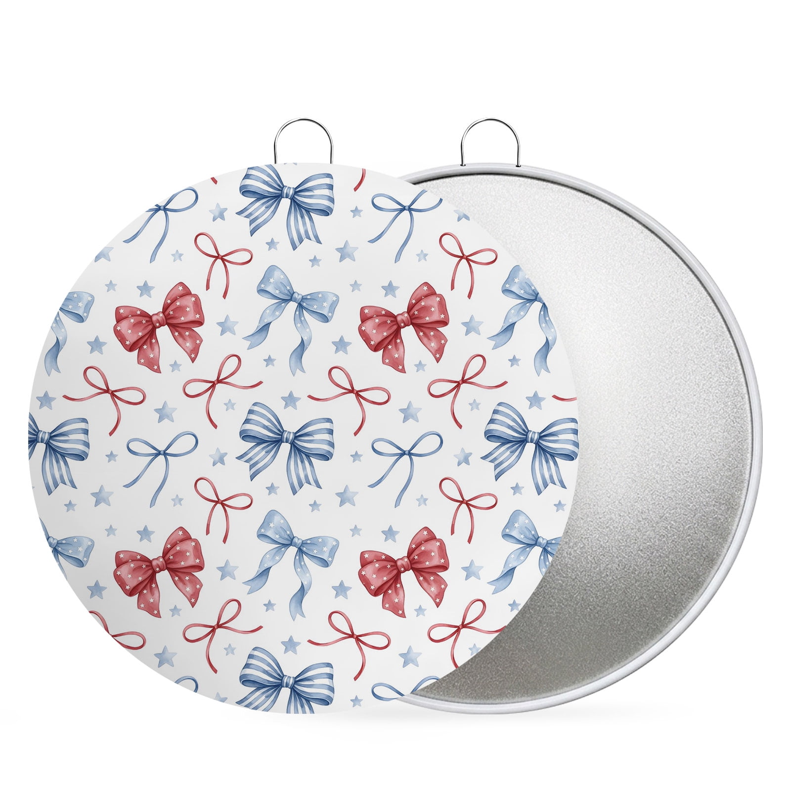 4th of July Round Metal Signs for Outside Red White Blue Bow Tie Tin ...
