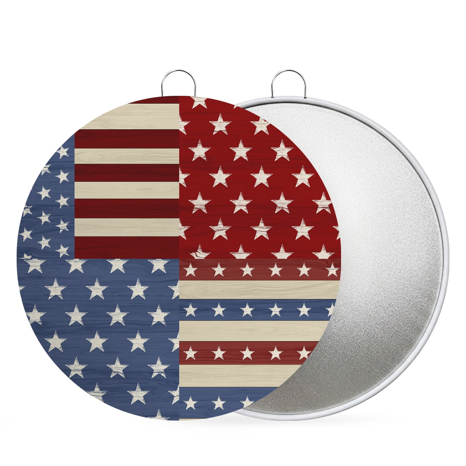 4th of July Round Metal Signs for Outside Red White and Blue Star ...
