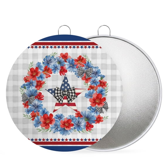 4th of July Round Metal Signs for Outside Red White and Blue Tin Signs ...