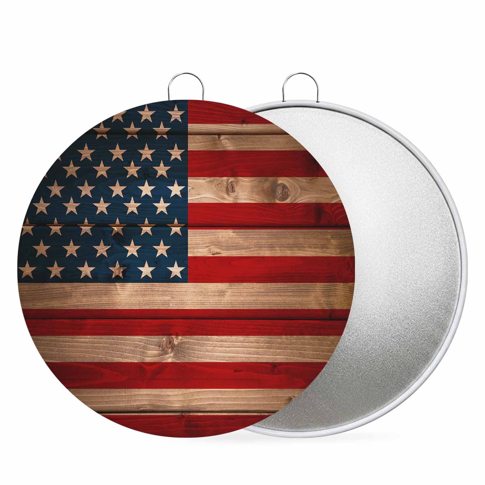 4th of July Round Metal Signs for Outside Retro American Flag Tin Signs ...
