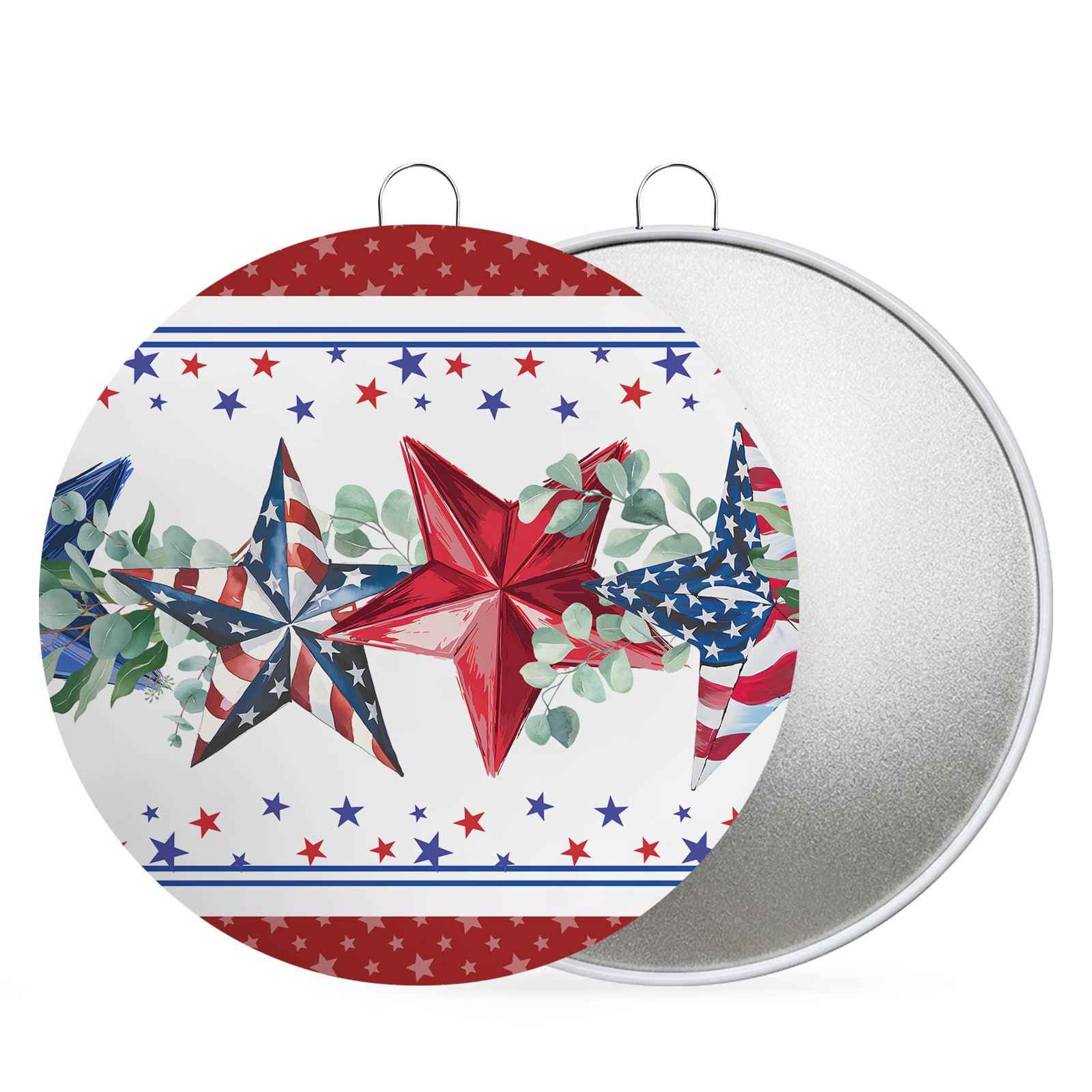 4th of July Round Metal Signs for Outside Star USA Flag Tin Signs ...