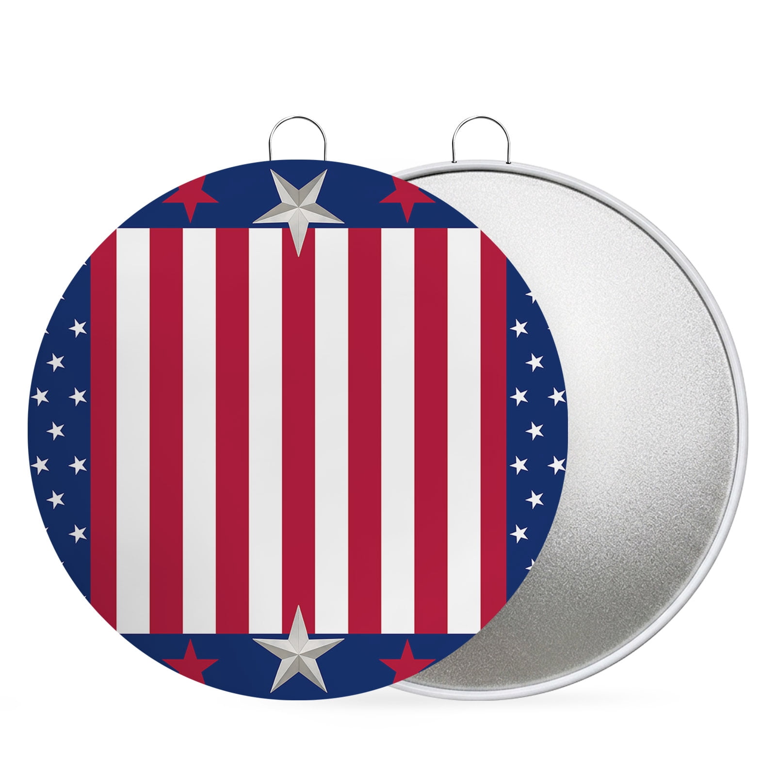 4th of July Round Metal Signs for Outside US Flag Stars Red Blue White ...