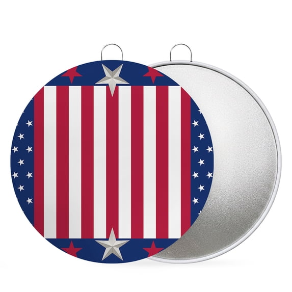 4th of July Round Metal Signs for Outside US Flag Stars Red Blue White ...