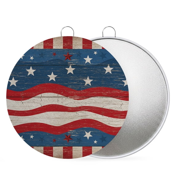 4th of July Round Metal Signs for Outside USA Flag Stripes Tin Signs ...