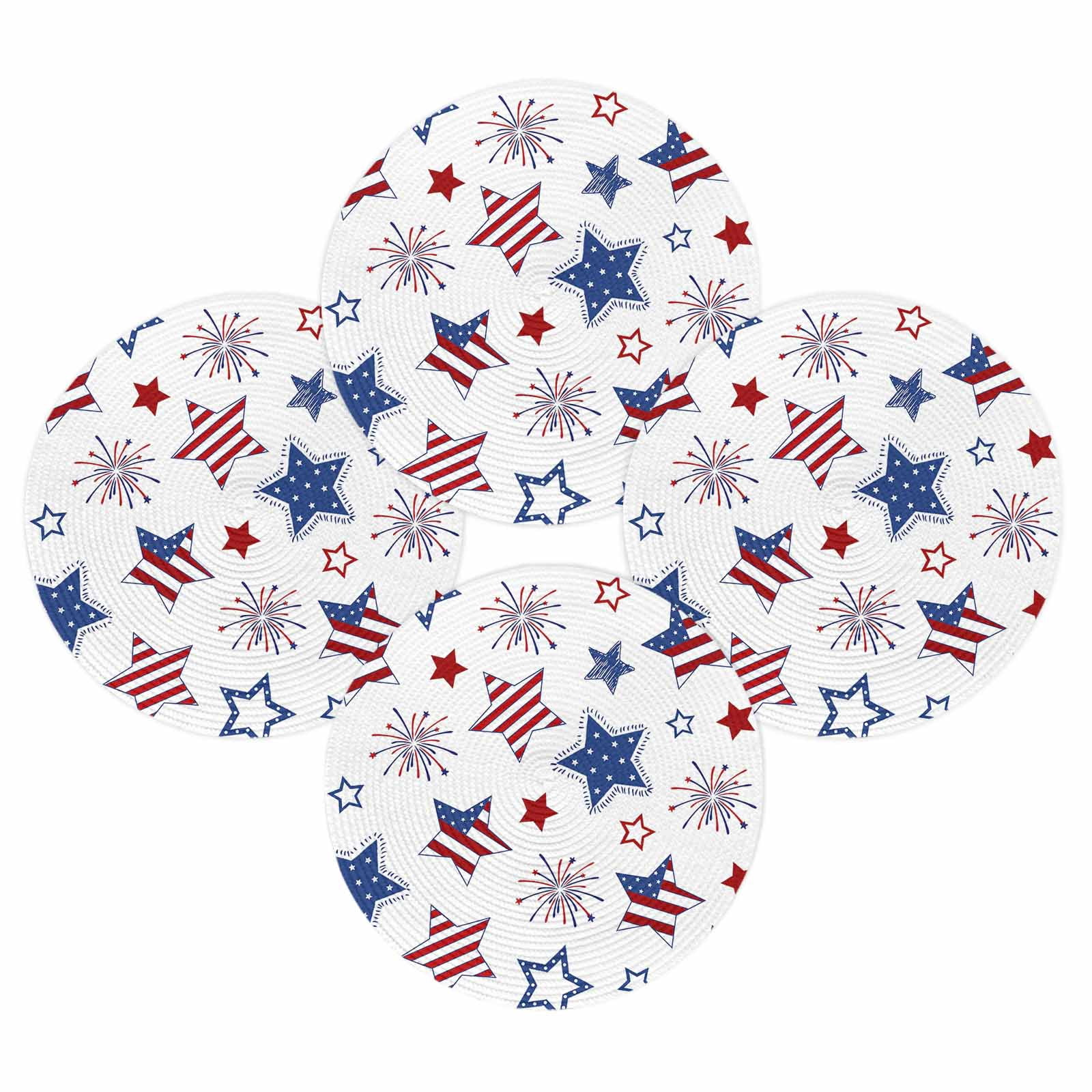 4th of July Round Placemats Set of 4 Patriotic Star Stripes Place Mats ...
