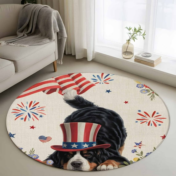 4th of July Round Rug 3ft Washable Circle Entryway Rugs Non Slip ...