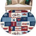 4th of July Round Rug 6ft Washable Circle Kitchen Rugs Non Slip Vintage ...