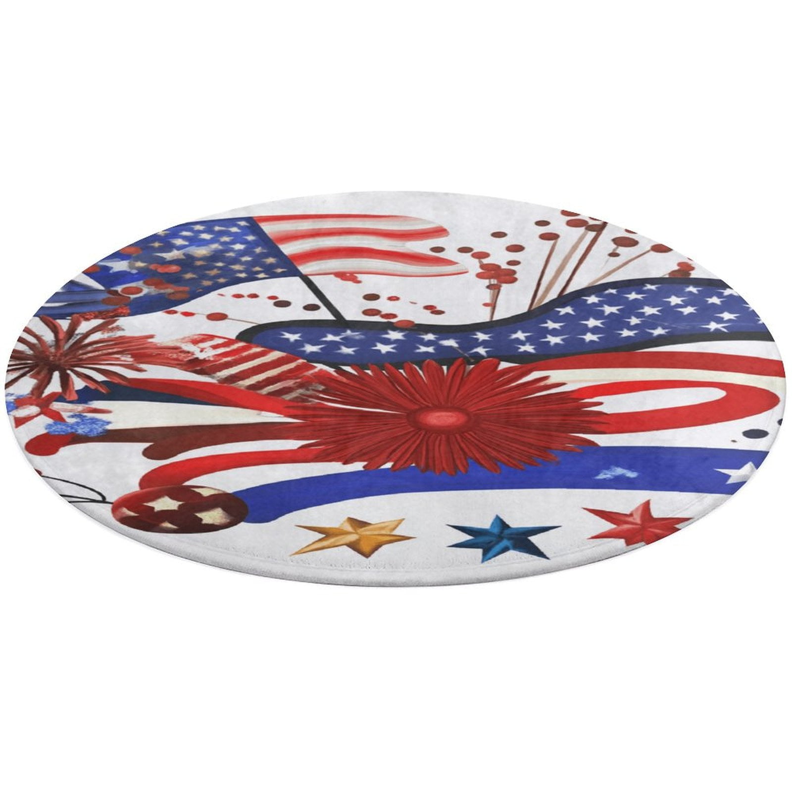 4th of July Round Rugs -Washable Non-Slip Small Round Area Rug Throw ...