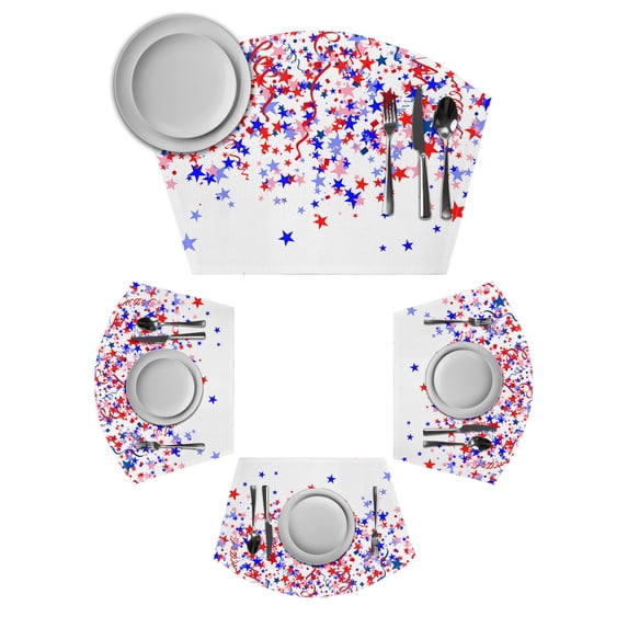 4th of July Round Table Placemats Set of 2 Wedge Placemats, Red Blue ...