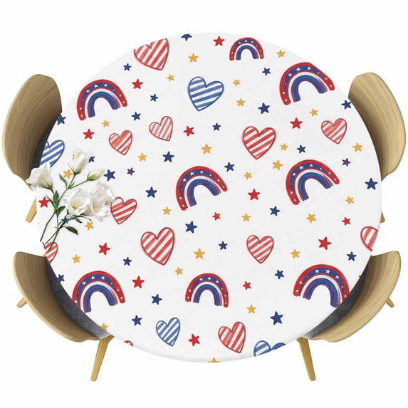 4th of July Round Tablecloth 36-44 Inch Round Fitted Table Cloth with ...