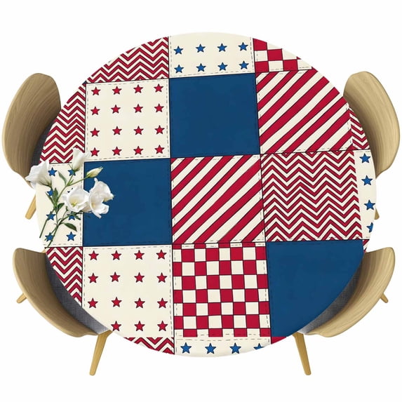 4th of July Round Tablecloth 36-44 Inch Round Fitted Table Cloth with ...