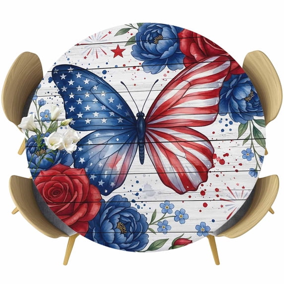 4th of July Round Tablecloth 36-44 Inch Round Fitted Table Cloth with ...