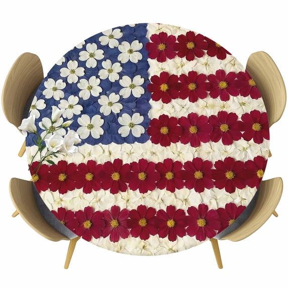 4th of July Round Tablecloth 36-44 Inch Round Fitted Table Cloth with ...