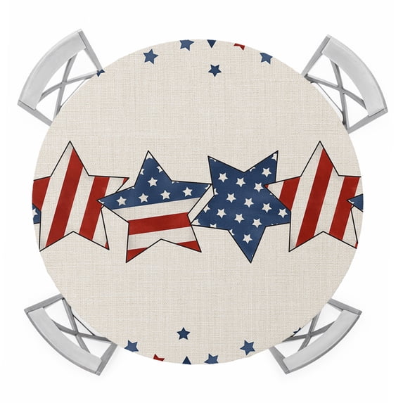 4th of July Round Tablecloth for 55-60 Inch Tables,Fitted Table Cover ...