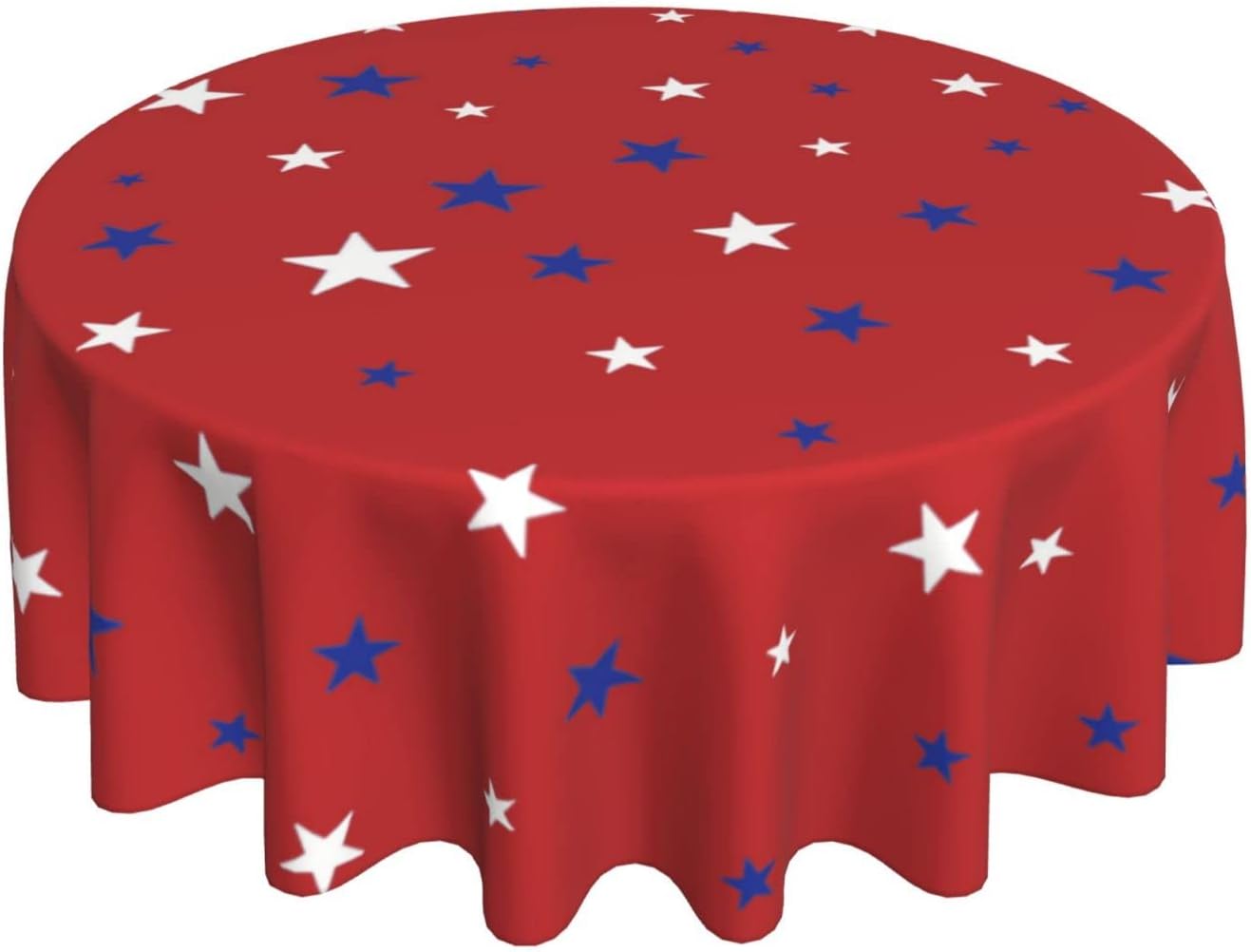 4th of July Round Tablecloth 60 Inch,Red Blue White Star Patriotic ...