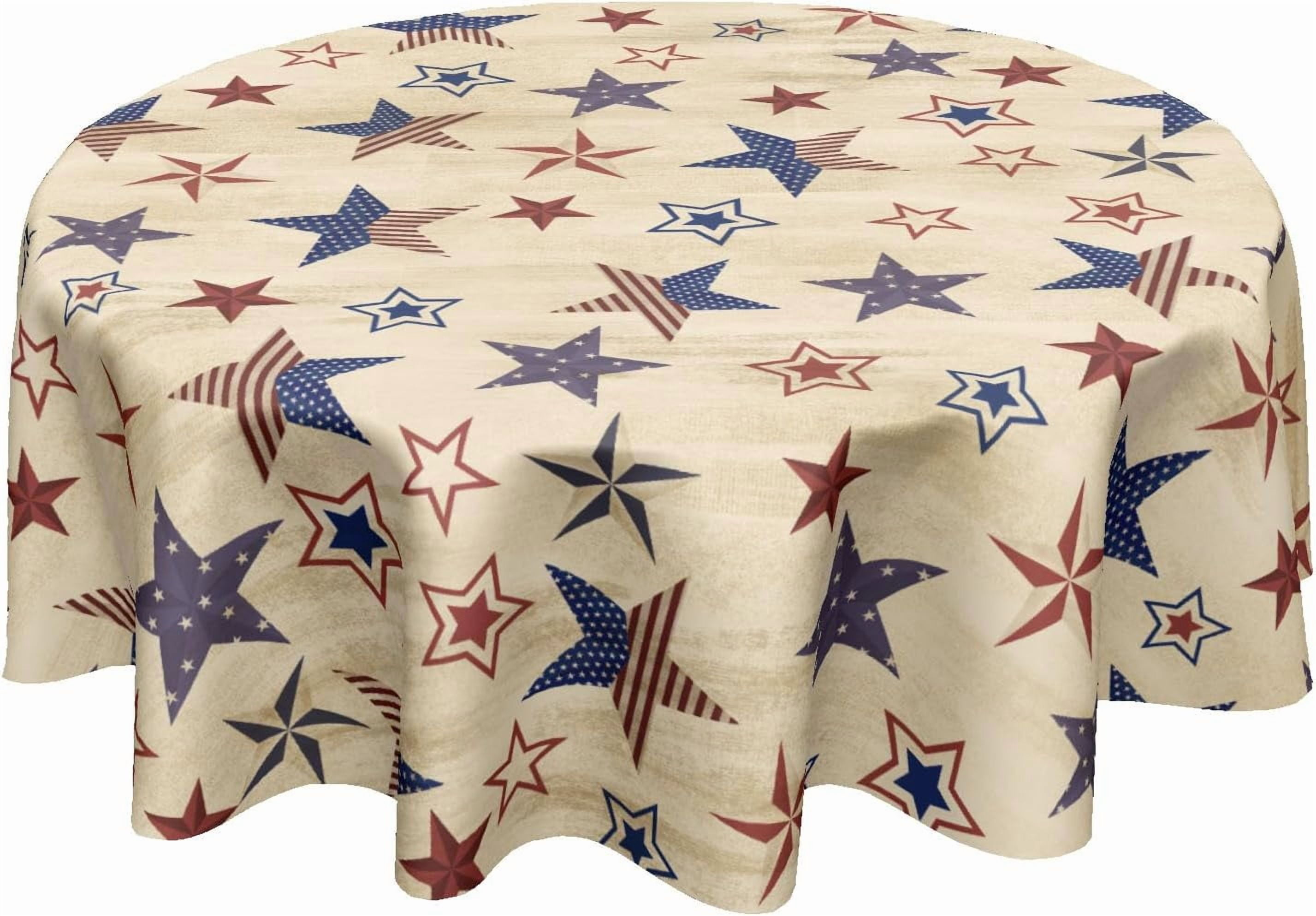 4th of July Round Tablecloth 70 Inch Patriotic Vintage Red and Blue ...