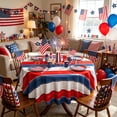 4th of July Round Tablecloth,Patriotic Red White Blue Wood Grain Stripe ...