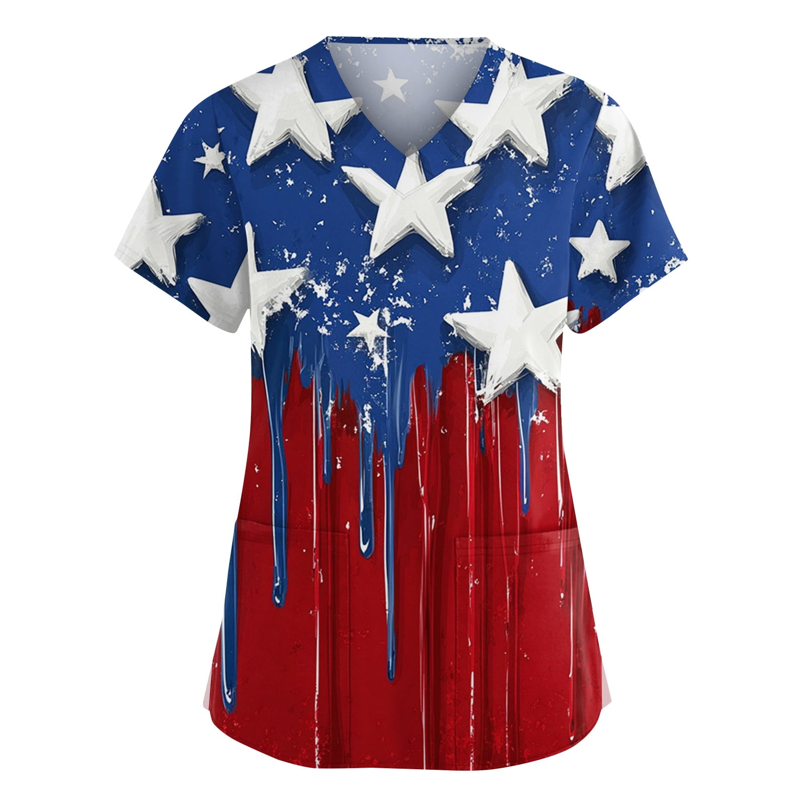 4th Of July Scrubs Women American Flag Print United States Patriotic ...