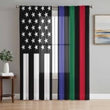 4th of July Semi Sheer Curtains 63 Inch Length 2 Panels Set, Blue Green ...