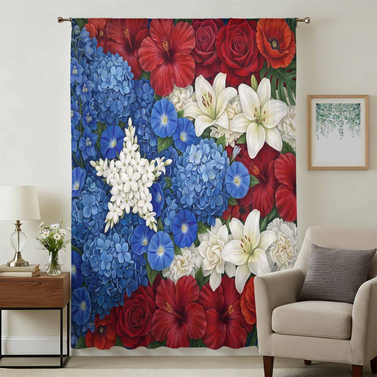 4th of July Sheer Curtains 63 Inches Long, Puerto Rico Flag ...
