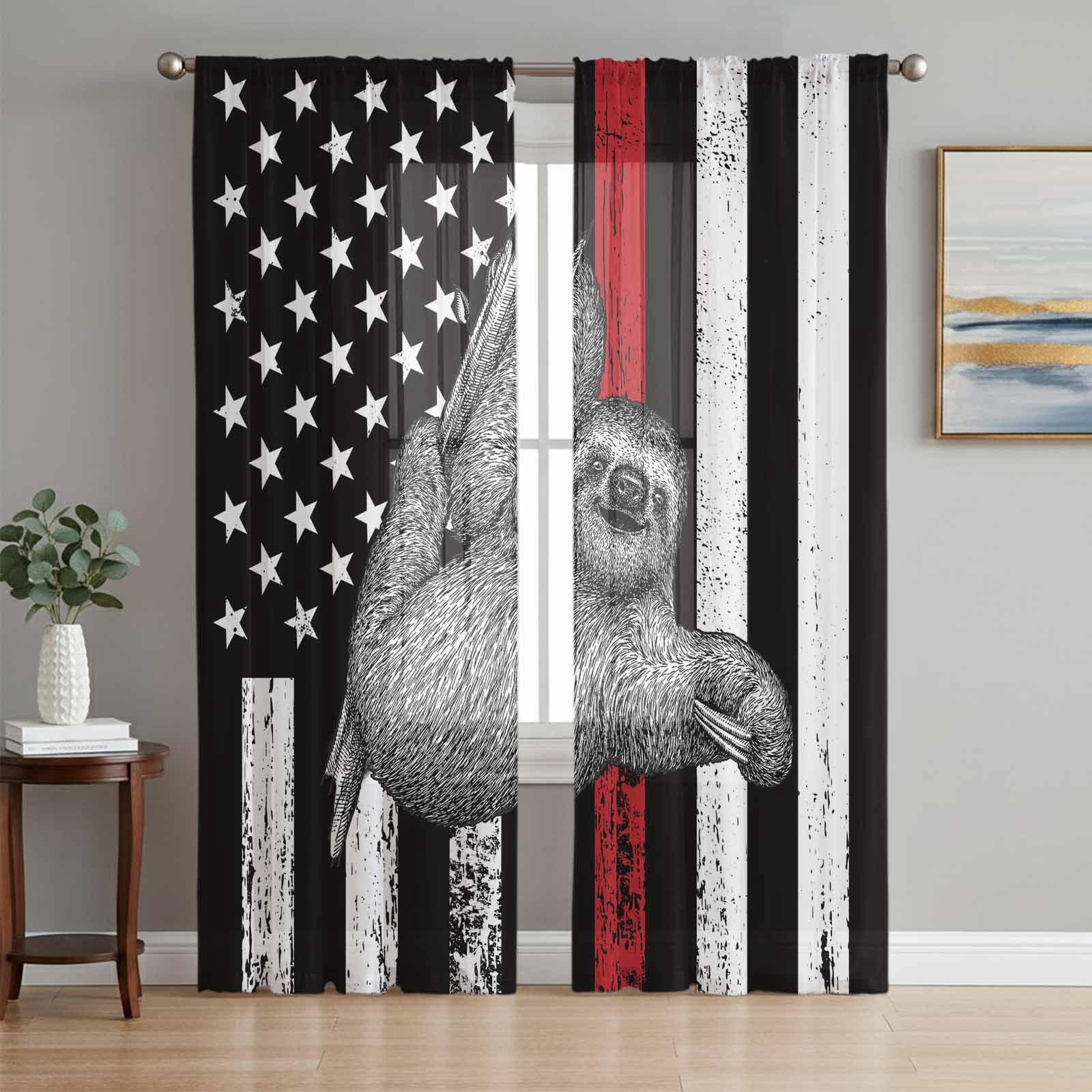 4th of July Sheer Curtains 72 Inch Length 2 Panels Set, Independence ...