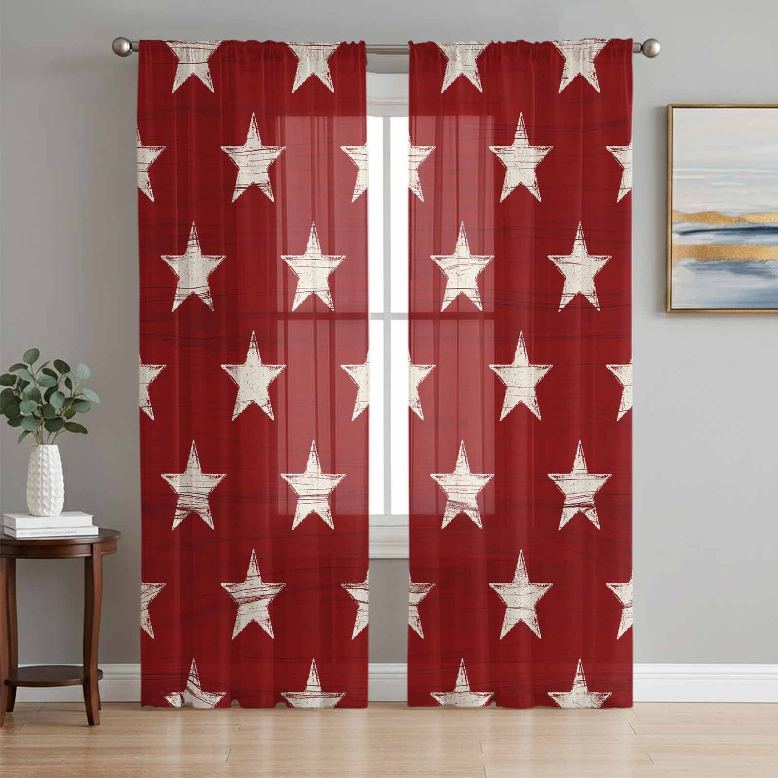 4th of July Sheer Curtains 84 Inch Length 2 Panels Set, Vintage ...