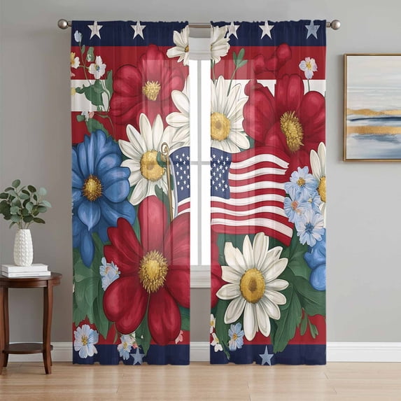 4th of July Sheer Curtains 96 Inch Length 2 Panels Set, Independence ...