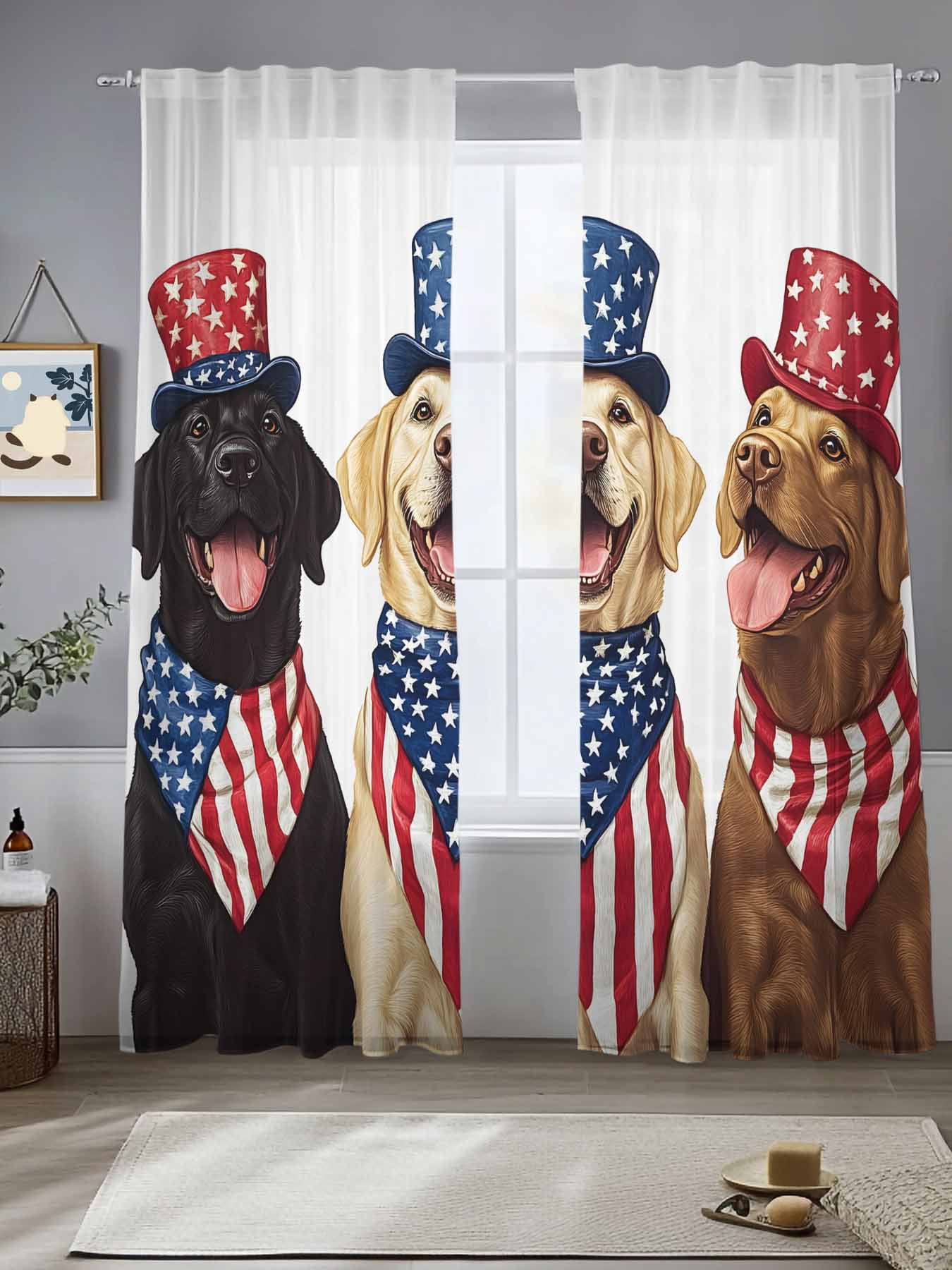 4th of July Sheer Curtains for Living Room Bedroom Independence Day ...