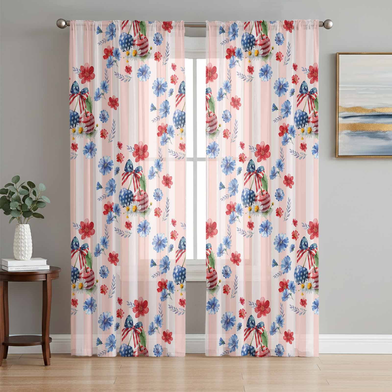 4th of July Sheer Curtains for Living Room Bedroom Independence Day ...