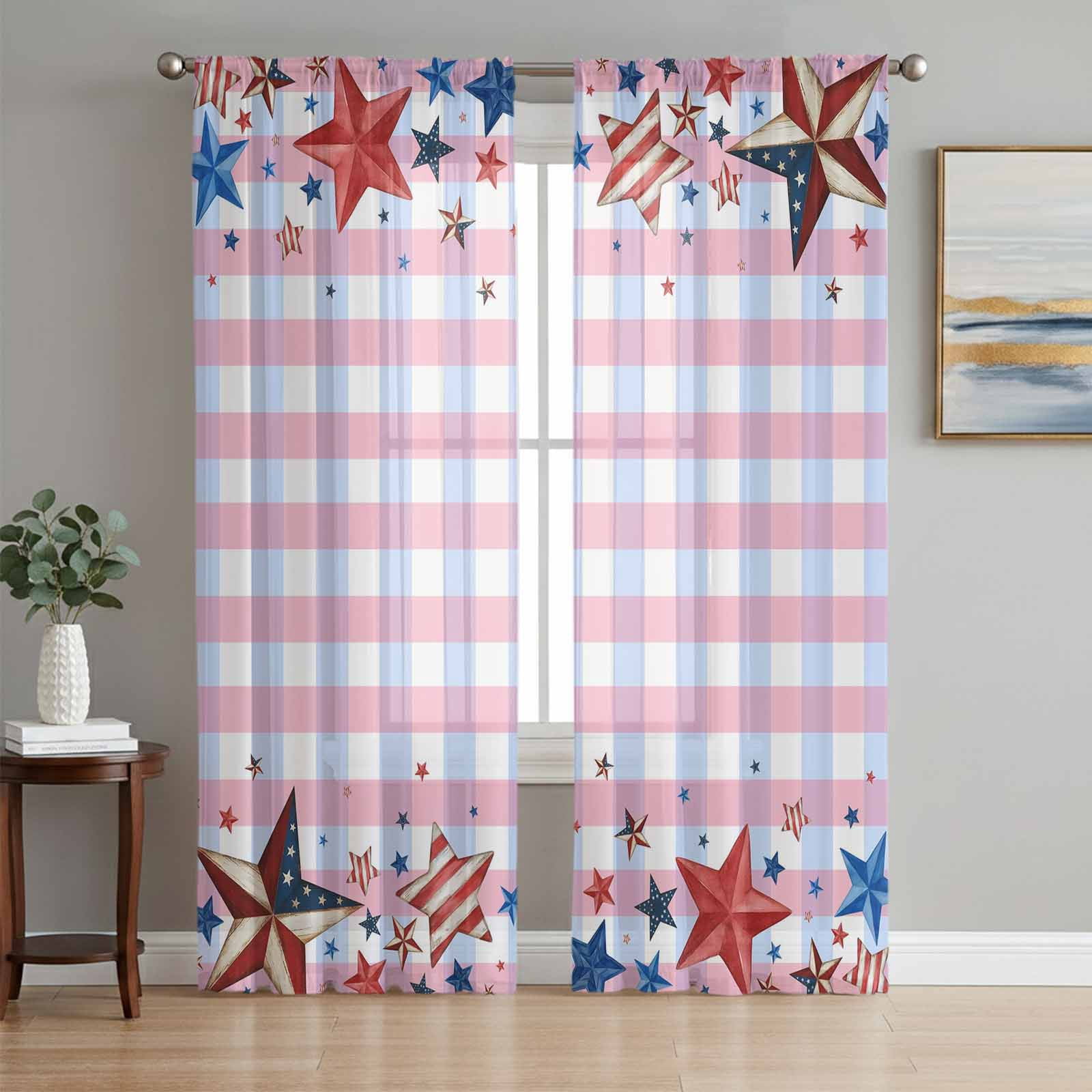 4th of July Sheer Curtains for Living Room Bedroom Independence Day ...