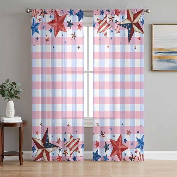 4th of July Sheer Curtains for Living Room Bedroom Independence Day ...