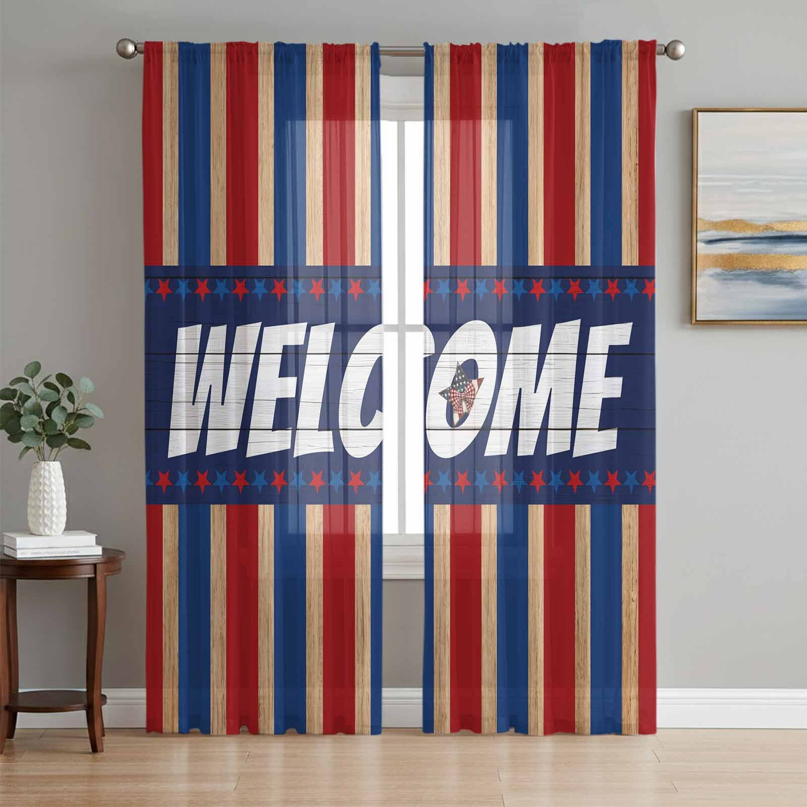 4th of July Sheer Curtains for Living Room Bedroom Independence Day ...