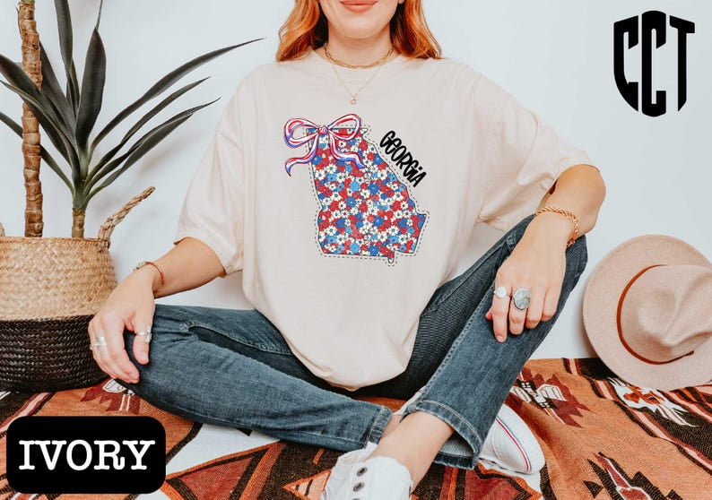 4th of July Shirt,USA State Map Shirt,Patriotic State Map With Bow Tee ...