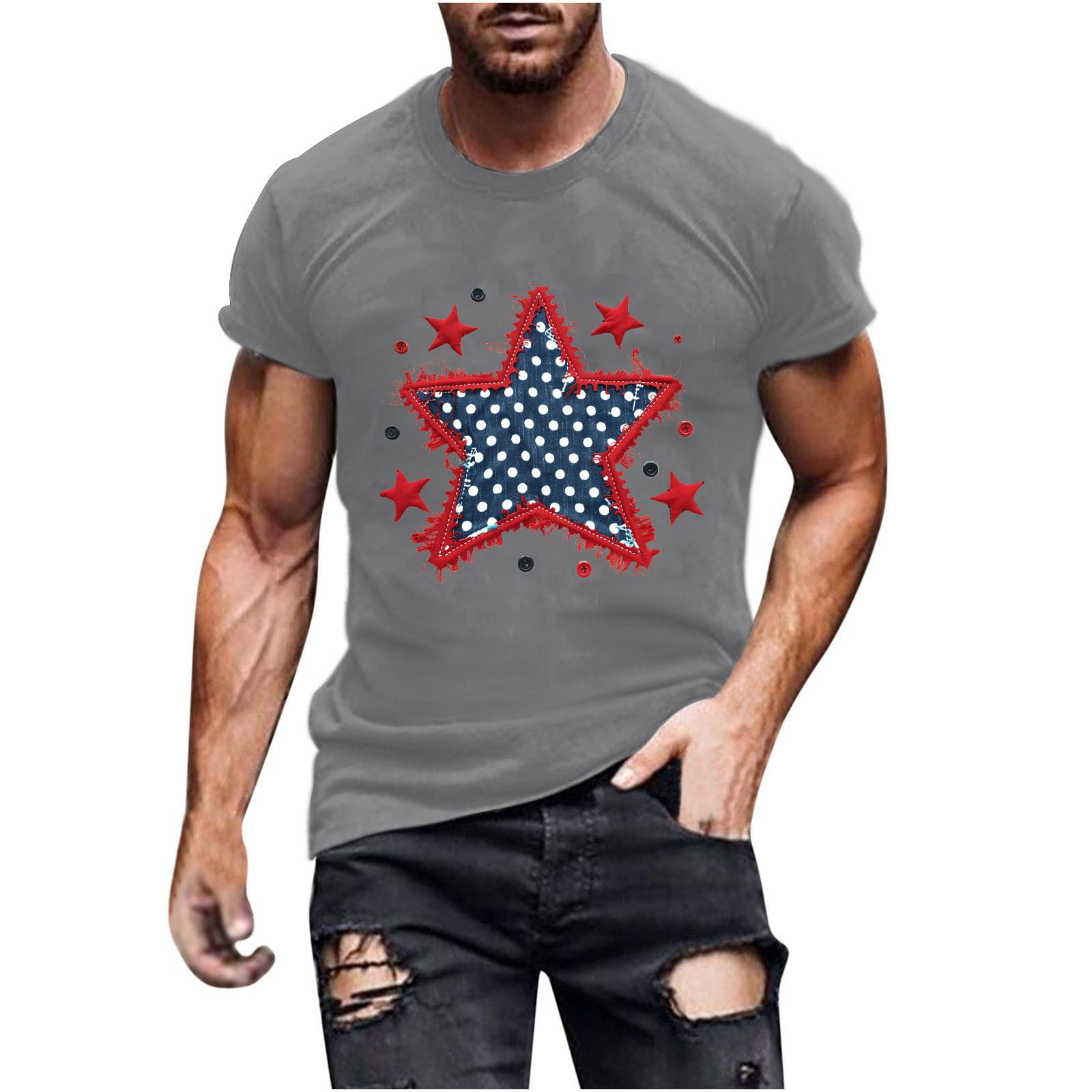 4th of July Shirts Men, Men's Independence Day Graphic T-Shirt, Patriotic Round Neck Short ...