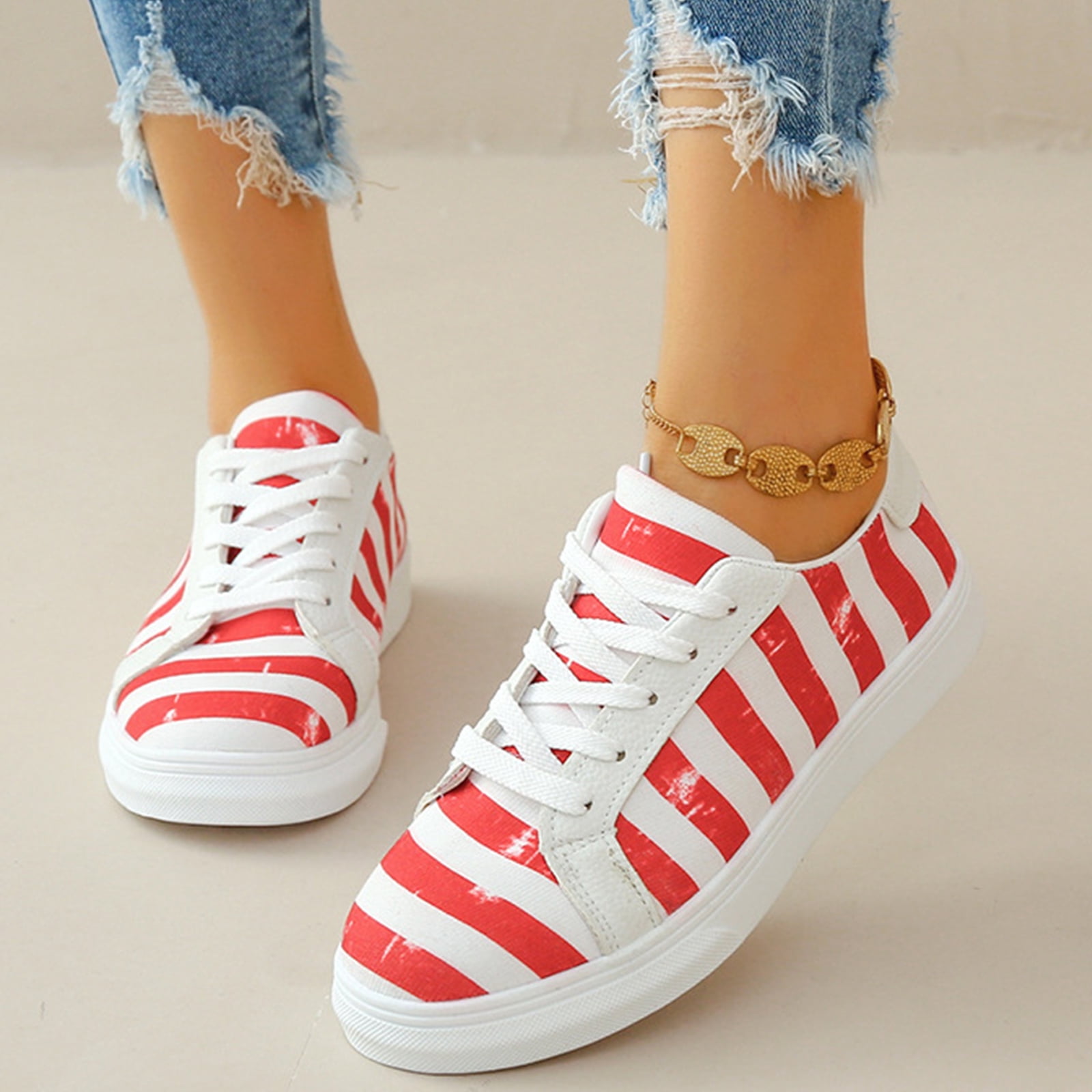 4th of July Shoes for Women American Flag Sneakers Lightweight Canvas ...