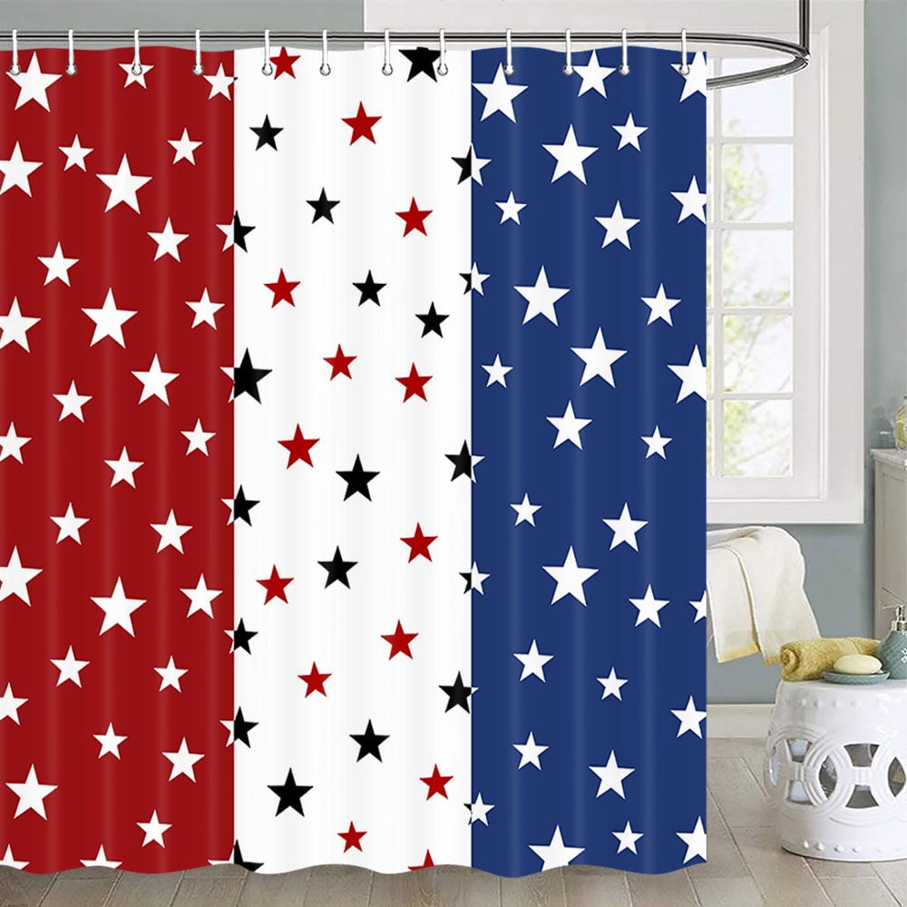 4th Of July Shower Curtain American Patriotic Stars Shower Curtain