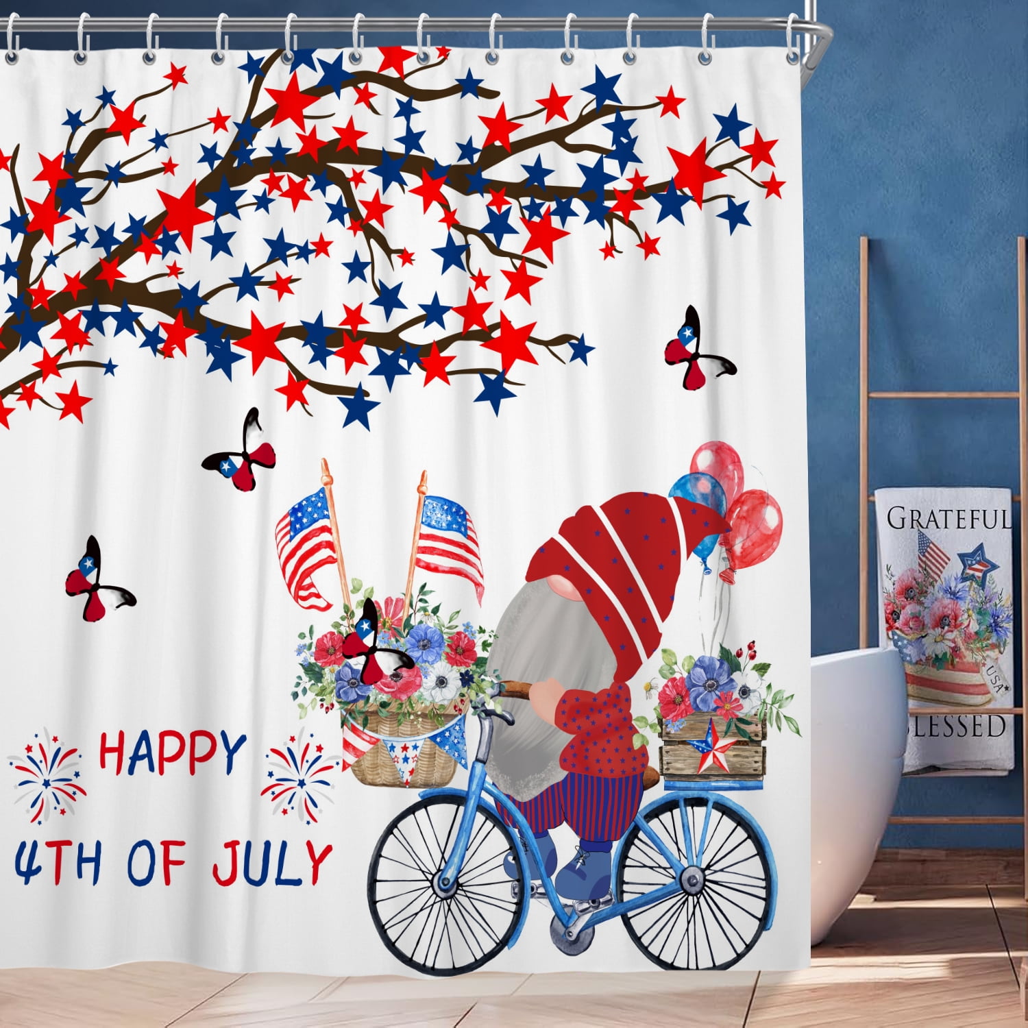 4th of July Shower Curtain for Bathroom Decor, Independence Day ...