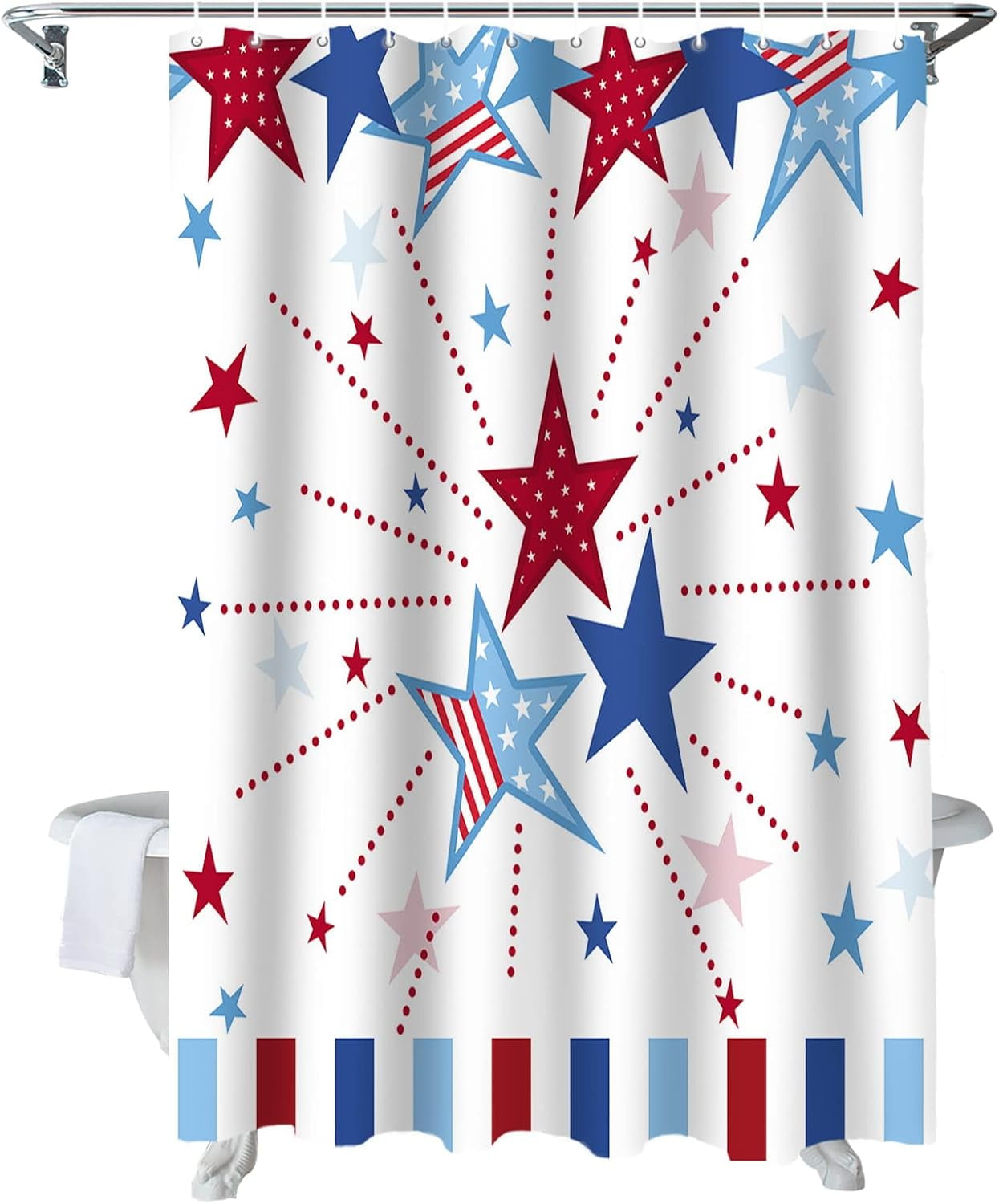 4th of July Shower Curtain Freedom Patriotic Stars Bathroom Curtains ...