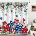 4th of July Shower Curtain Patriotic Red and Blue Star Shower Curtains ...
