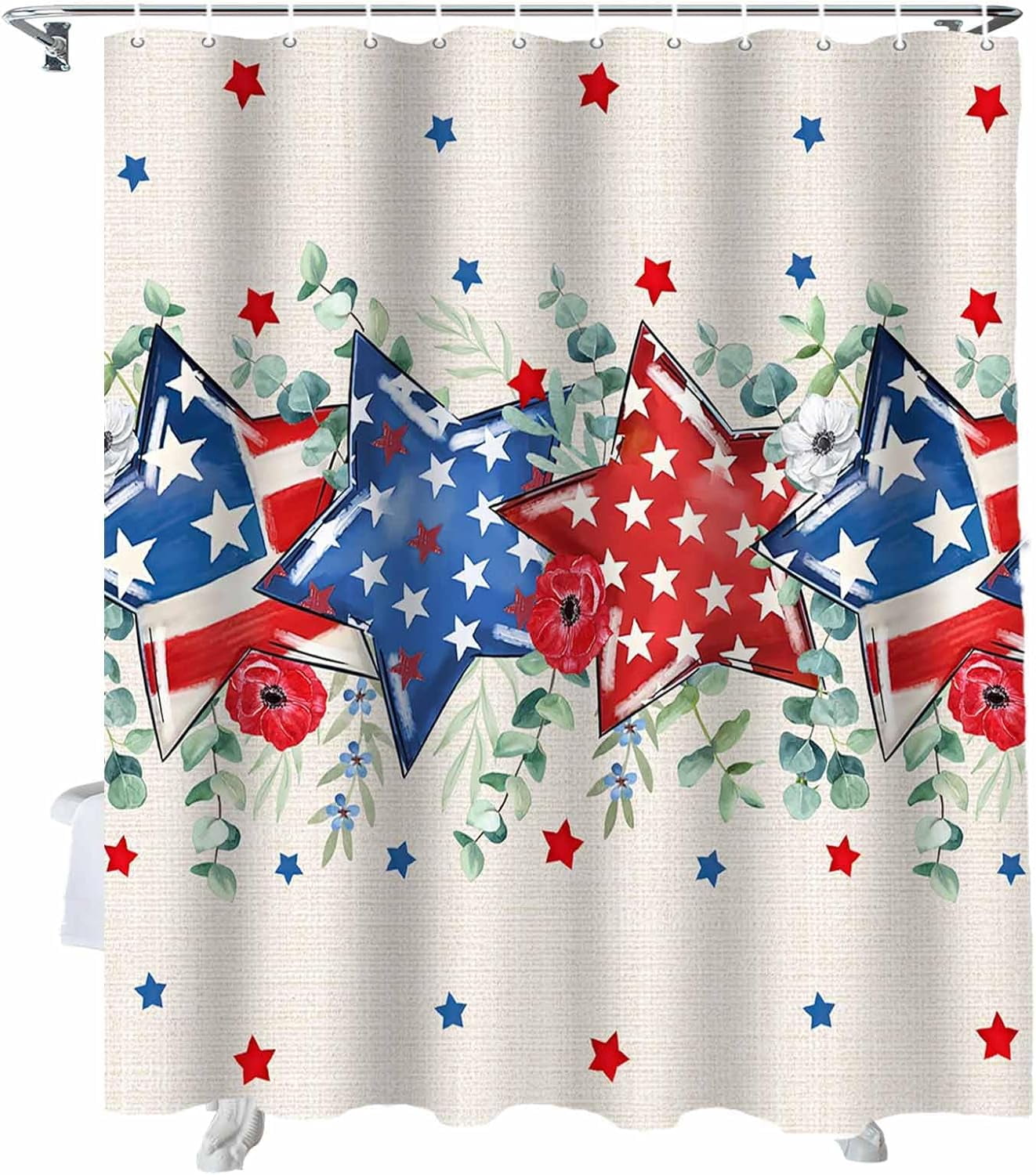 4th Of July Shower Curtain Patriotic Star American Flag Patriotic